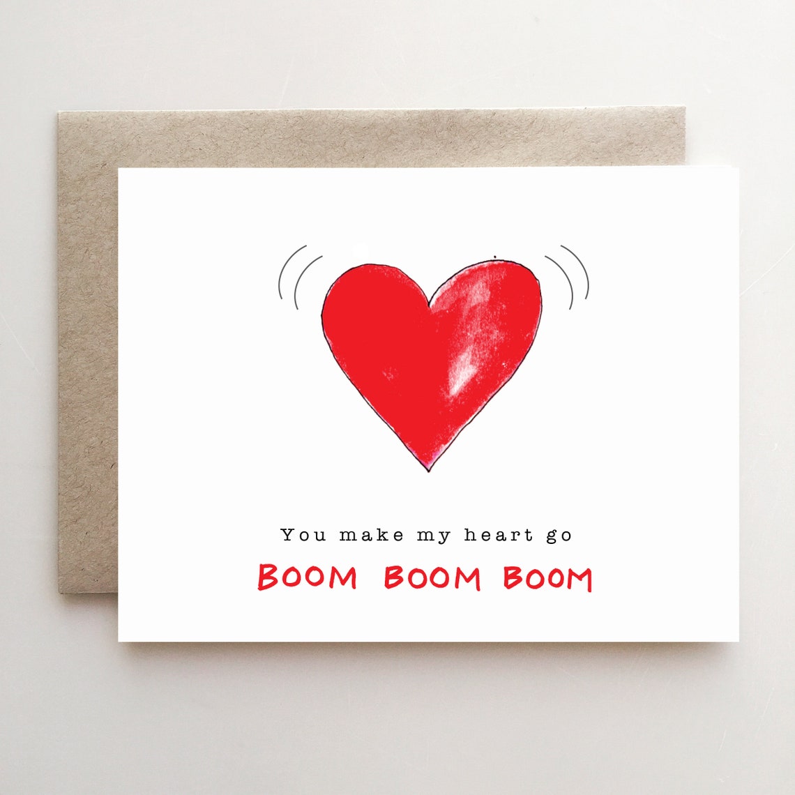 Valentine's Day Card Boom Boom Boom Big Heart Handmade - Etsy