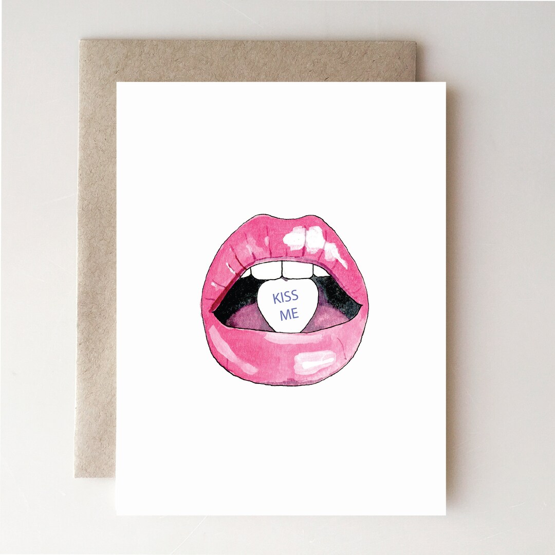 Kiss Me Lips Valentine's Card Love Hearts Sweeties Hot Lips - Etsy