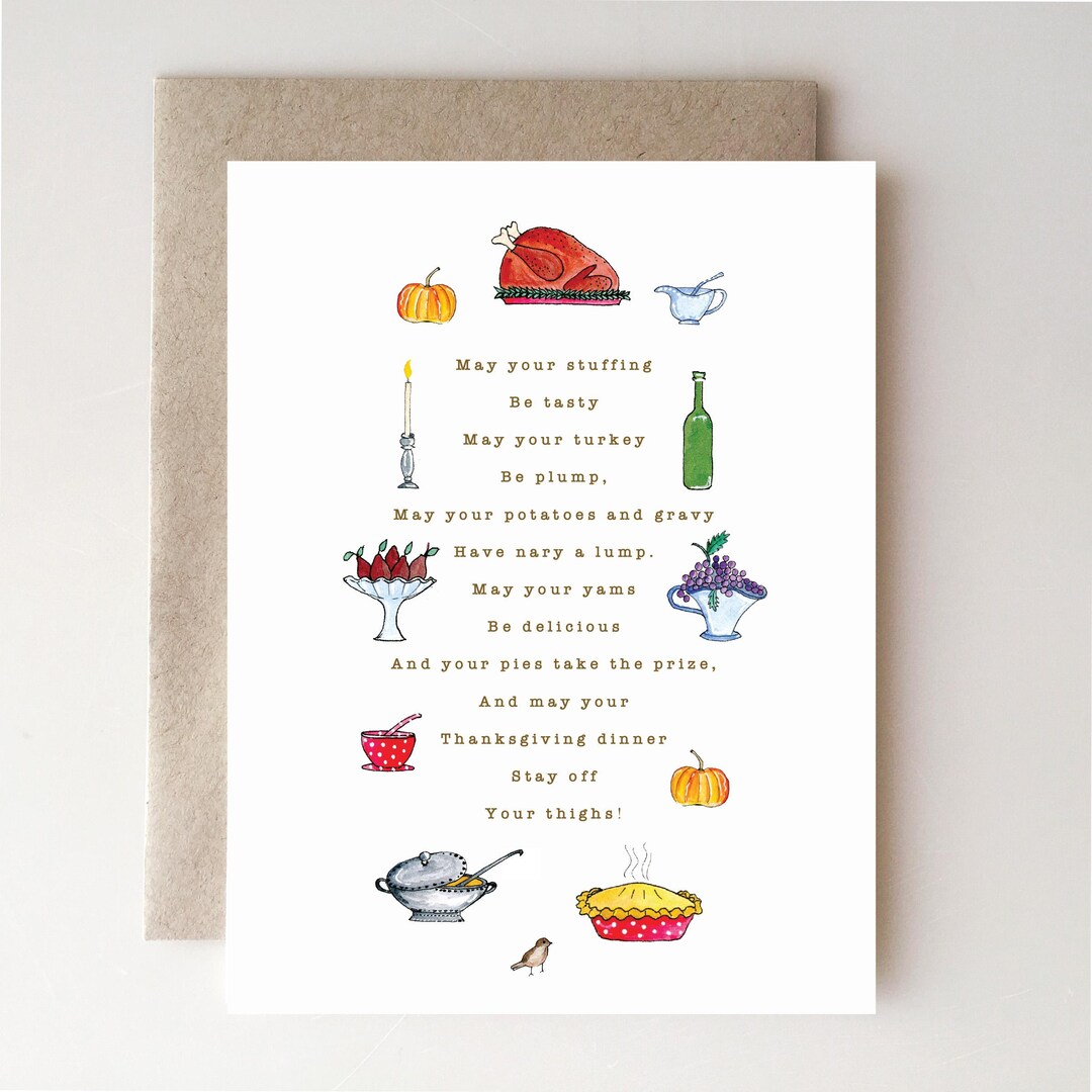Thanksgiving Dinner Poem - Thanksgiving Card - Funny Poem - Handmade ...