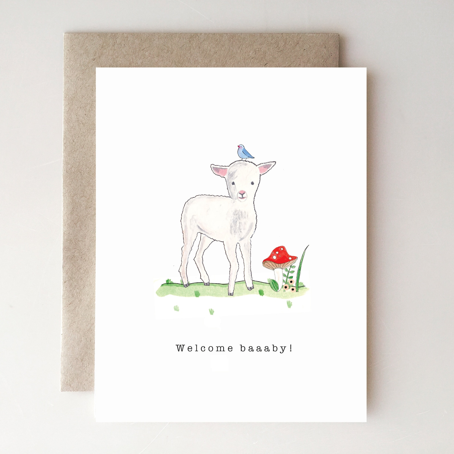 Welcome Baby Lamb Card Handmade Baby Watercolor | Etsy
