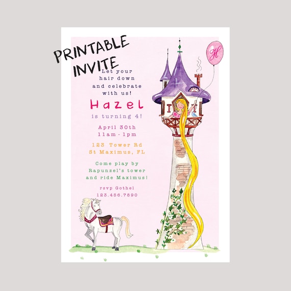 Rapunzel Party Invitation Printable Custom Digital File - Etsy