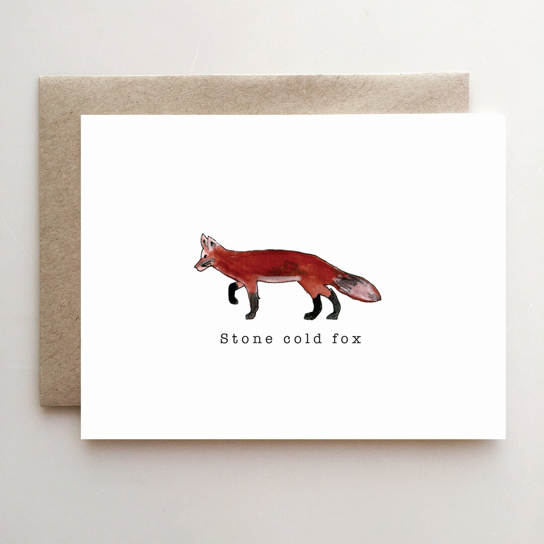 Stone Cold Fox Valentine's Day Card Love Card Fox Handmade Card Paper ...