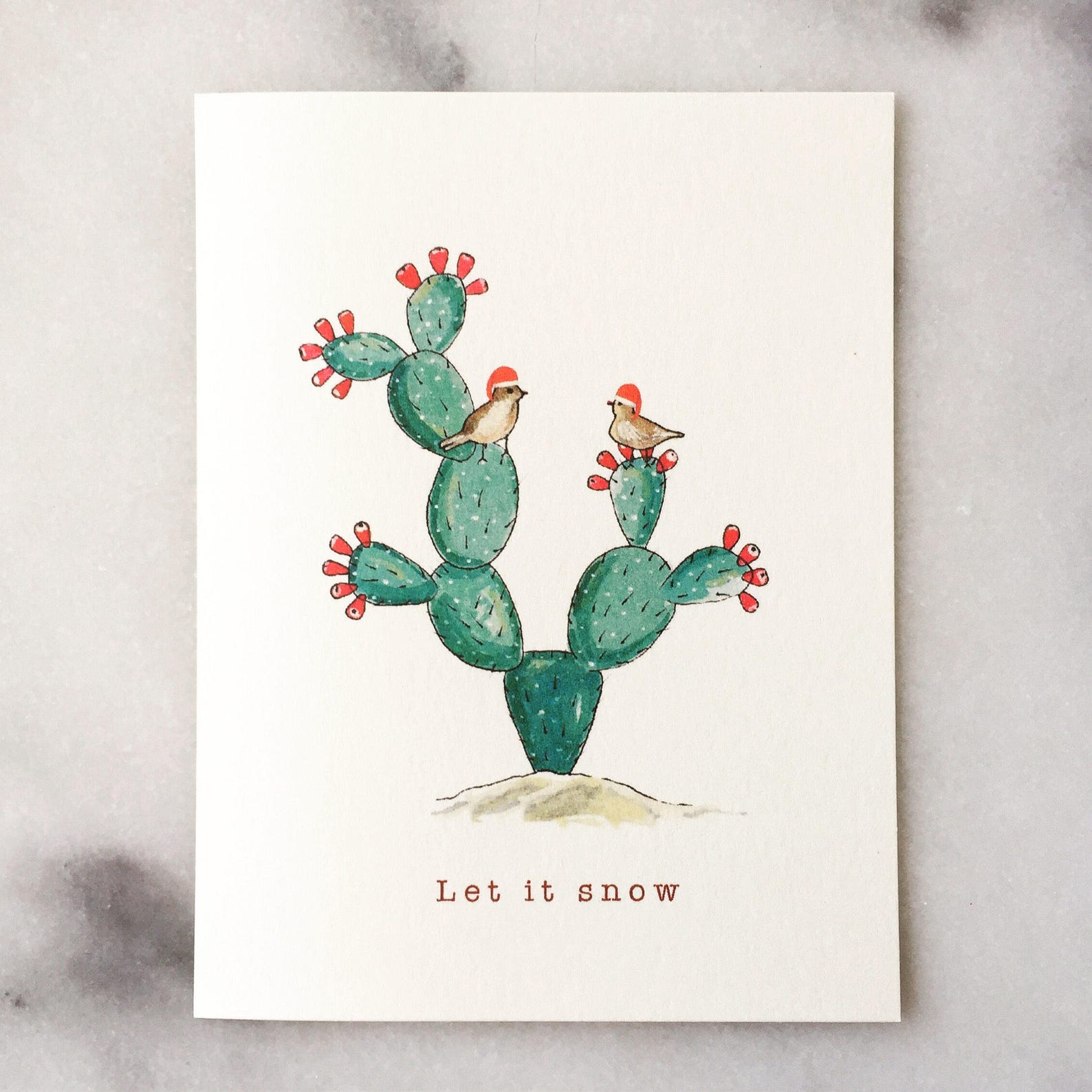Let It Snow Cactus Dessert Birds Christmas Holiday | Etsy