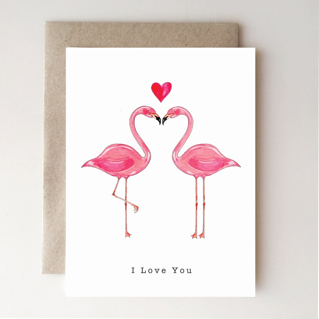 Flamingo Valentine's Day Card - Flamingo - Love - Lovers - Heart ...