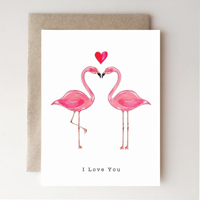 Flamingo Valentine's Day Card - Flamingo - Love - Lovers - Heart ...