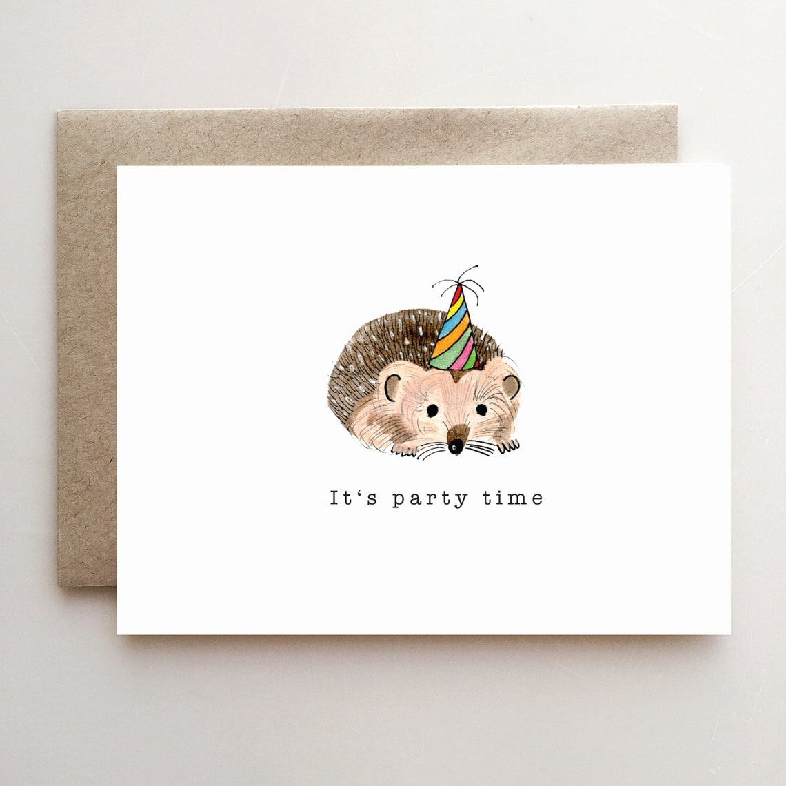 It's Party Time Birthday Card With Hedgehog - Handmade - Birthday ...