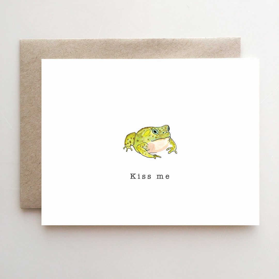 Kiss Me - Toad, Valentine's Day Card Handmade, Love Card, Paper Goods ...
