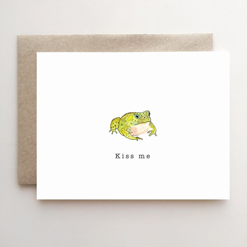 Kiss Me - Toad, Valentine's Day Card Handmade, Love Card, Paper Goods ...
