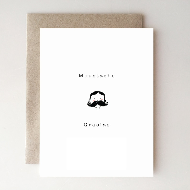 Moustache Gracias Thank You Card Handmade Paper Goods | Etsy