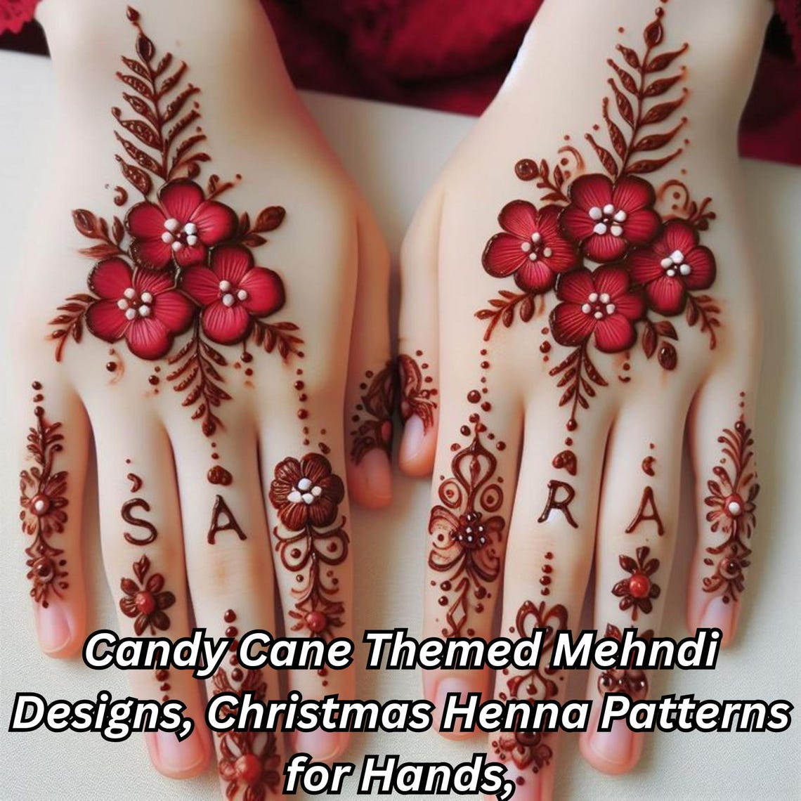 Candy Cane Themed Mehndi Designs, Christmas Henna Patterns for Hands ...