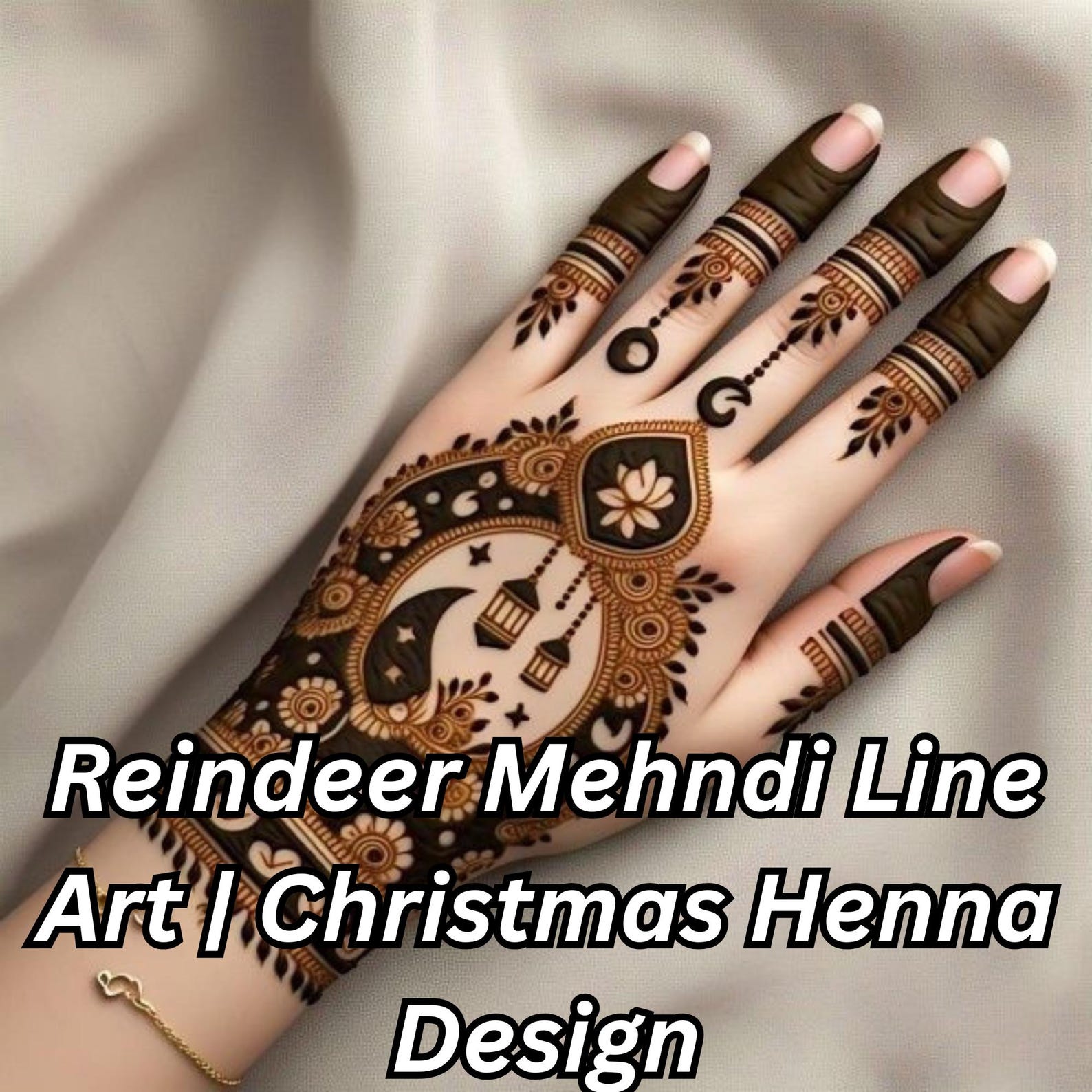 Reindeer Mehndi Line Art | Christmas Henna Design | Festive Hand Mehndi ...