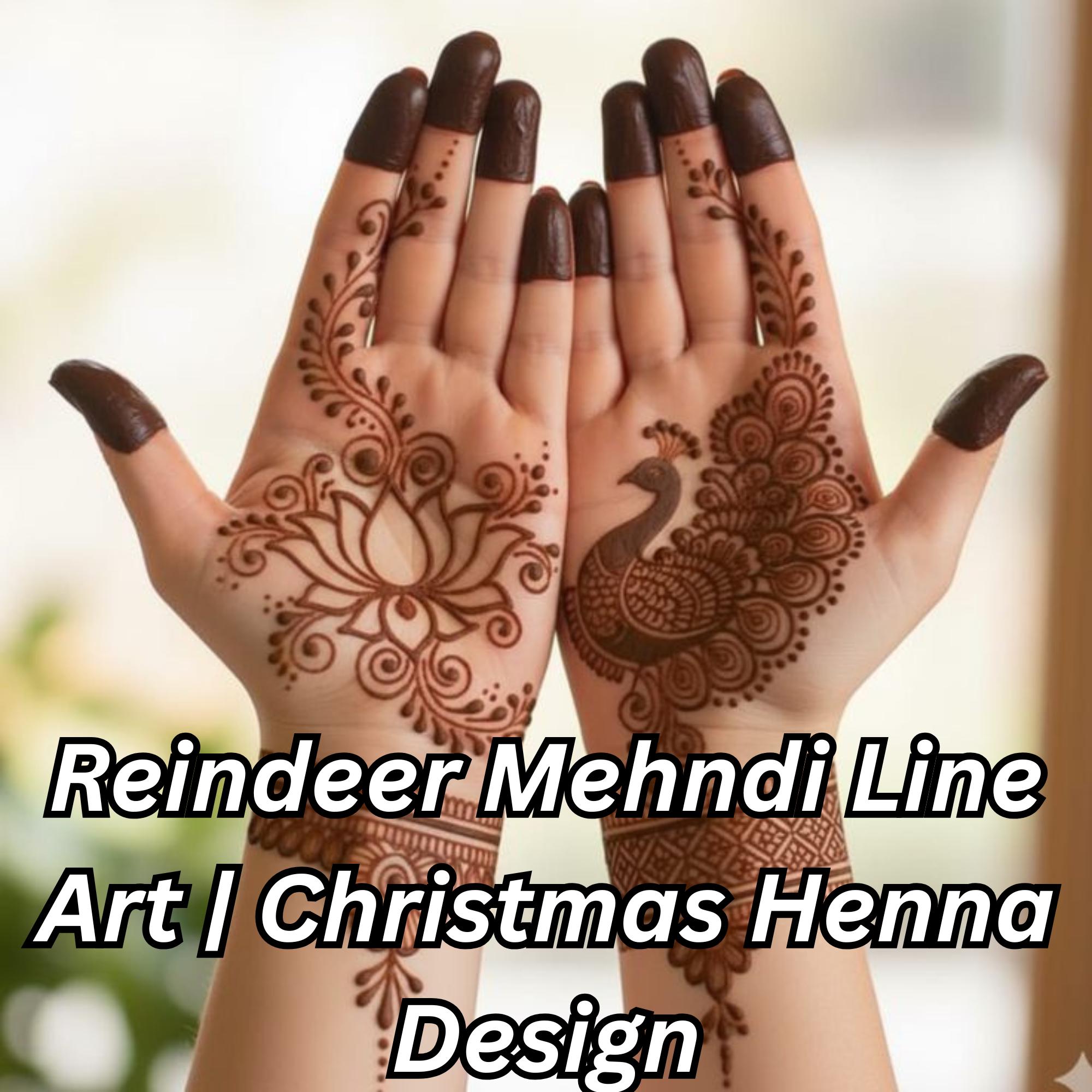 Reindeer Mehndi Line Art | Christmas Henna Design | Festive Hand Mehndi ...