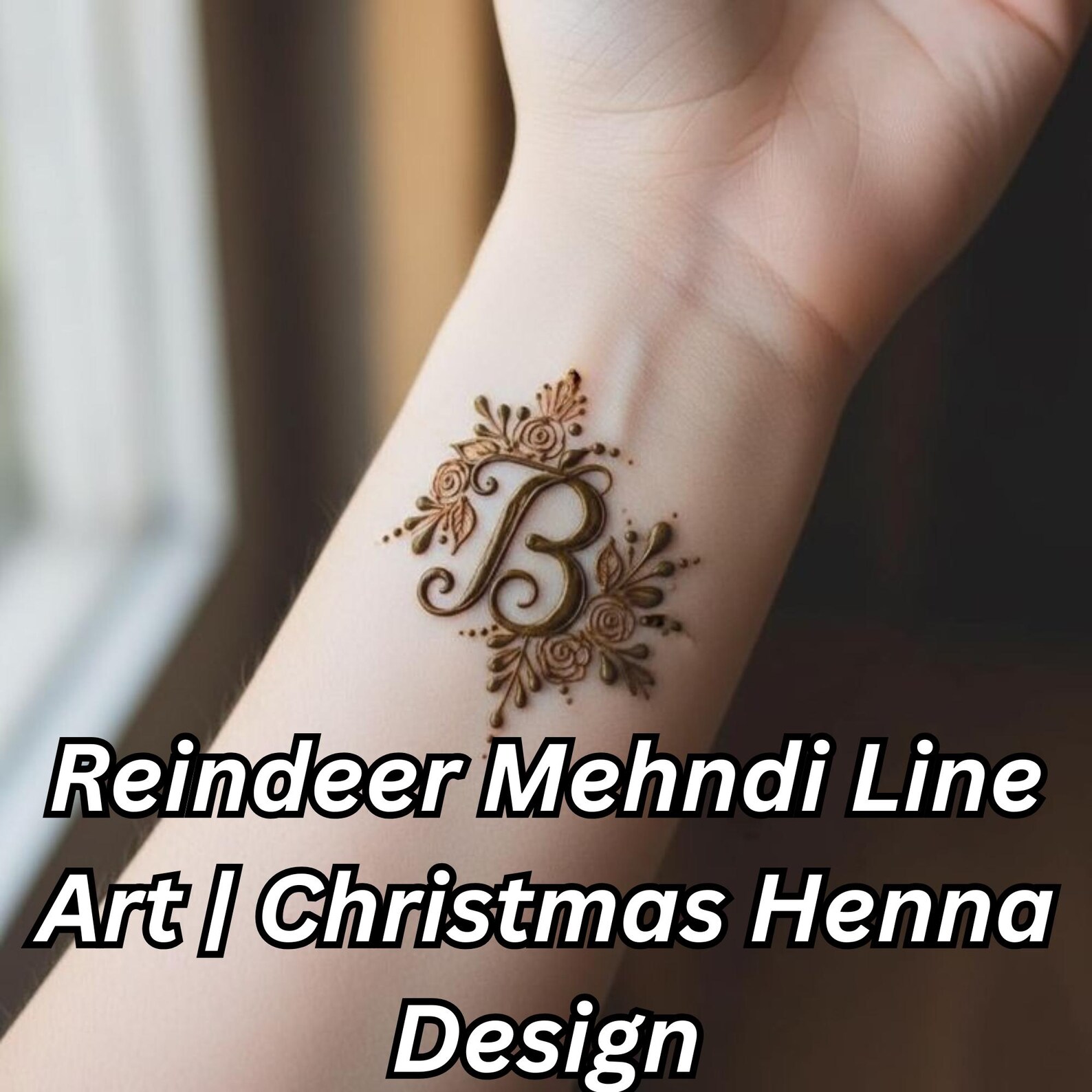 Reindeer Mehndi Line Art | Christmas Henna Design | Festive Hand Mehndi ...