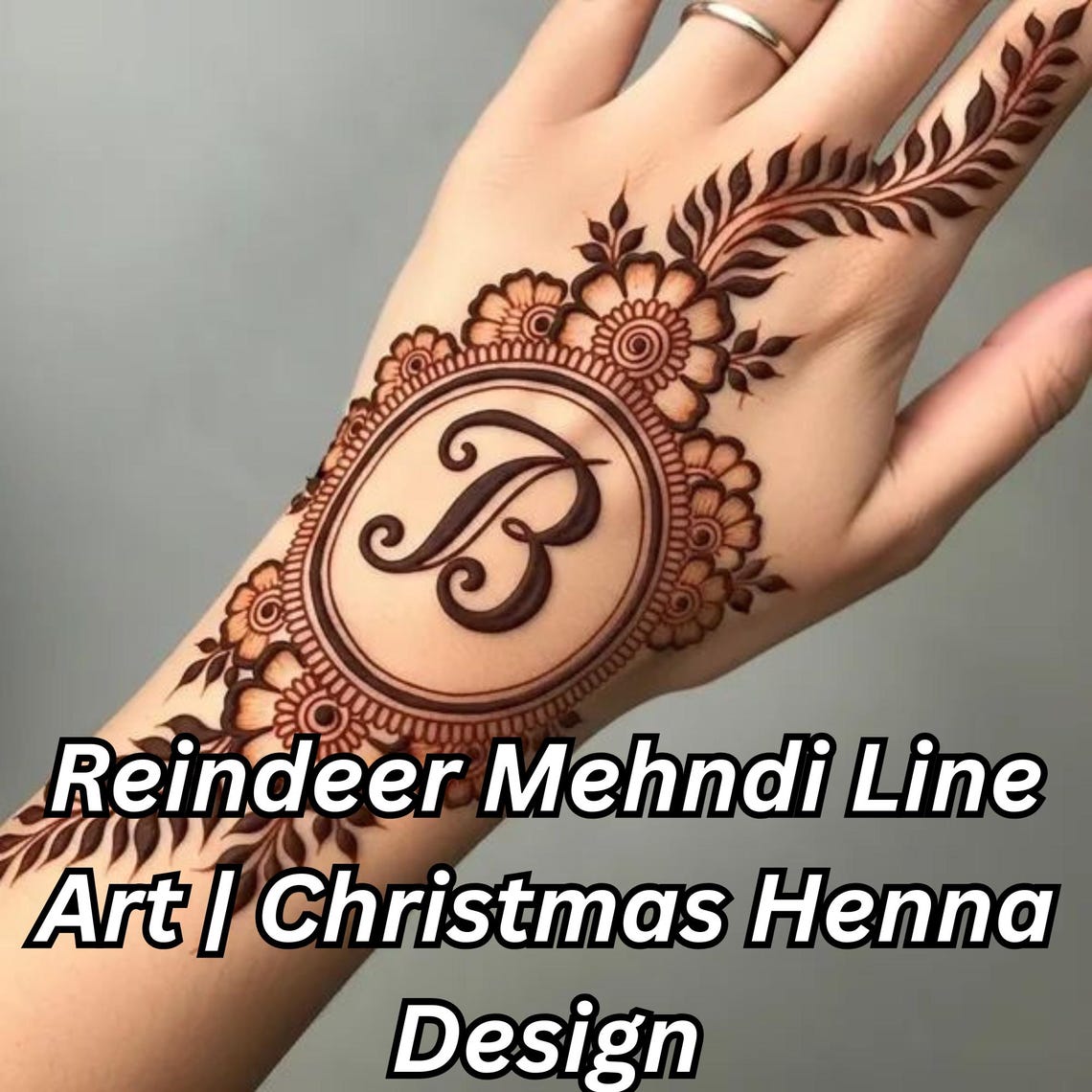 Reindeer Mehndi Line Art | Christmas Henna Design | Festive Hand Mehndi ...