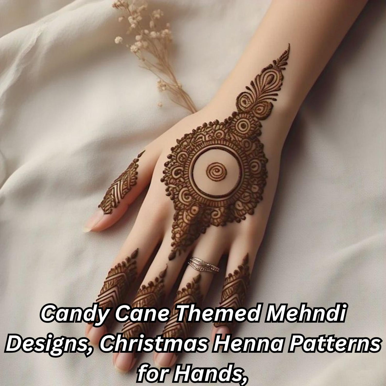 Candy Cane Themed Mehndi Designs, Christmas Henna Patterns for Hands ...