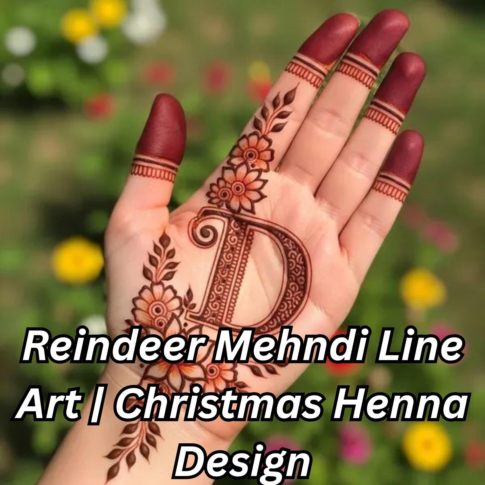 Reindeer Mehndi Line Art | Christmas Henna Design | Festive Hand Mehndi ...