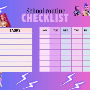 Kids School Morning Routine Checklist | Visual Chart (printable PDF A4 ...
