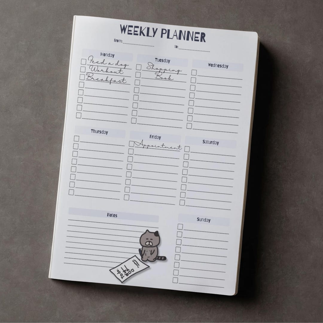 Weekly Planner | Simple Weekly Schedule + Notes | Printable PDF - Etsy