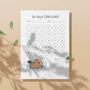 30 Day Challenge Tracker Printable PDF | Habit Goal Reward Fitness ...