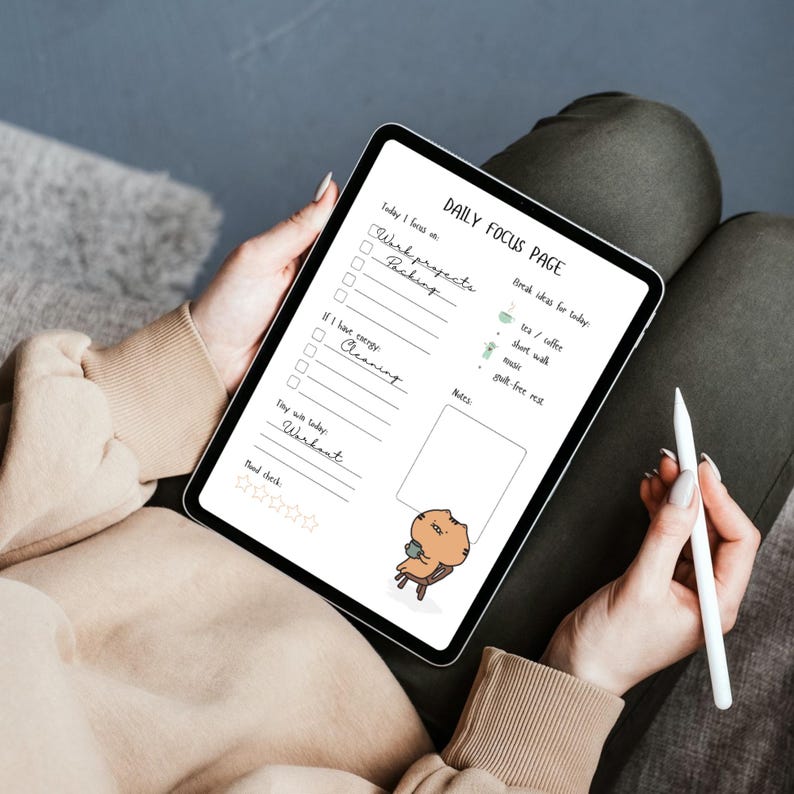 ADHD Planner Digital PDF | Brain Dump Focus Pages Goodnotes Template A4 ...