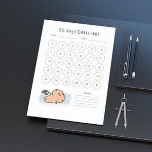 30 Day Challenge Tracker Printable PDF | Habit Goal Reward Fitness ...
