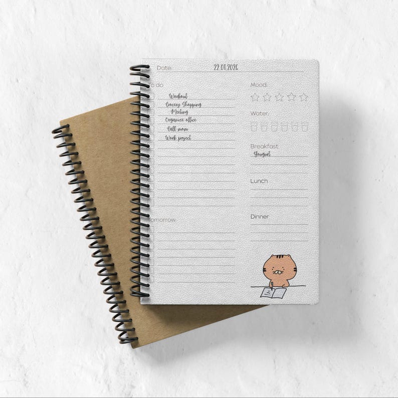Cat Illustration Daily To-do List | Printable Task Planner (A4/US ...