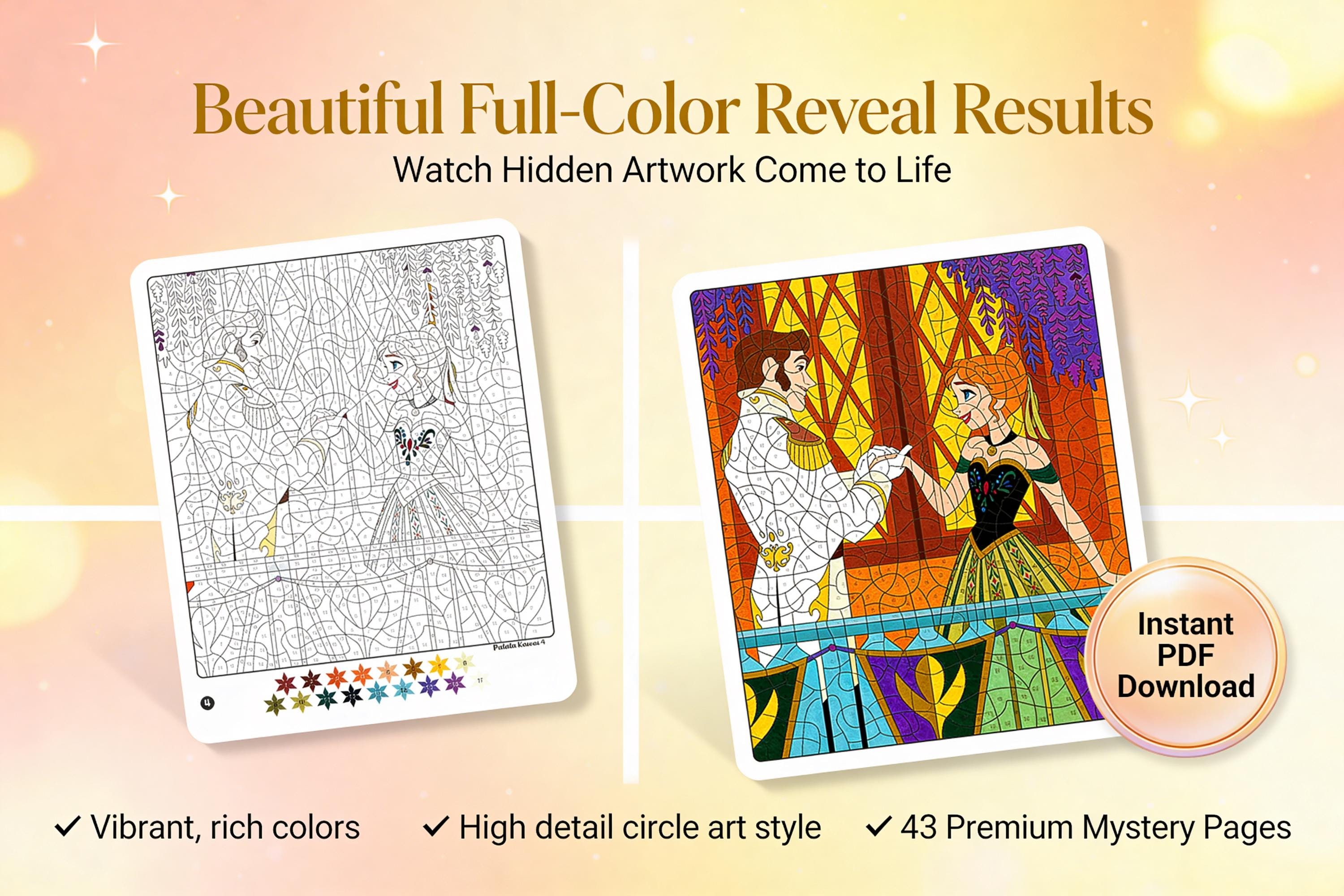 Frozen Mystery Color by Number Book – Elsa Anna Olaf Winter Scenes (PDF ...