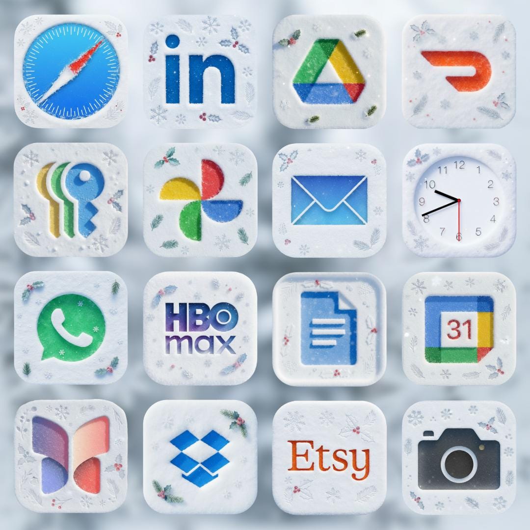 Winter Snow-engraved App Icons – Holiday Ios Theme (268 Icons) Digital ...