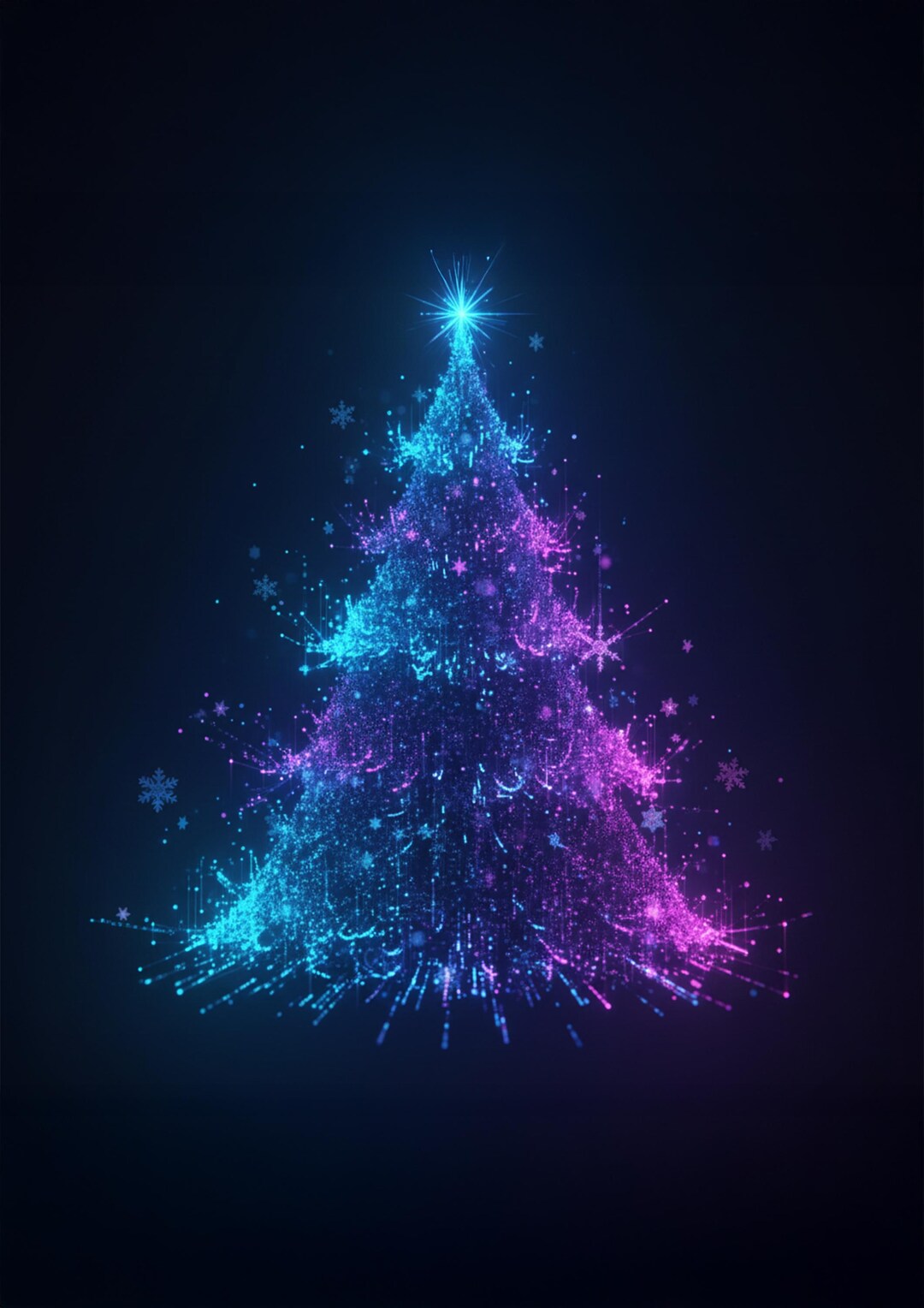 Cyber Christmas Tree Wall Art | Neon Blue & Pink Digital Christmas ...