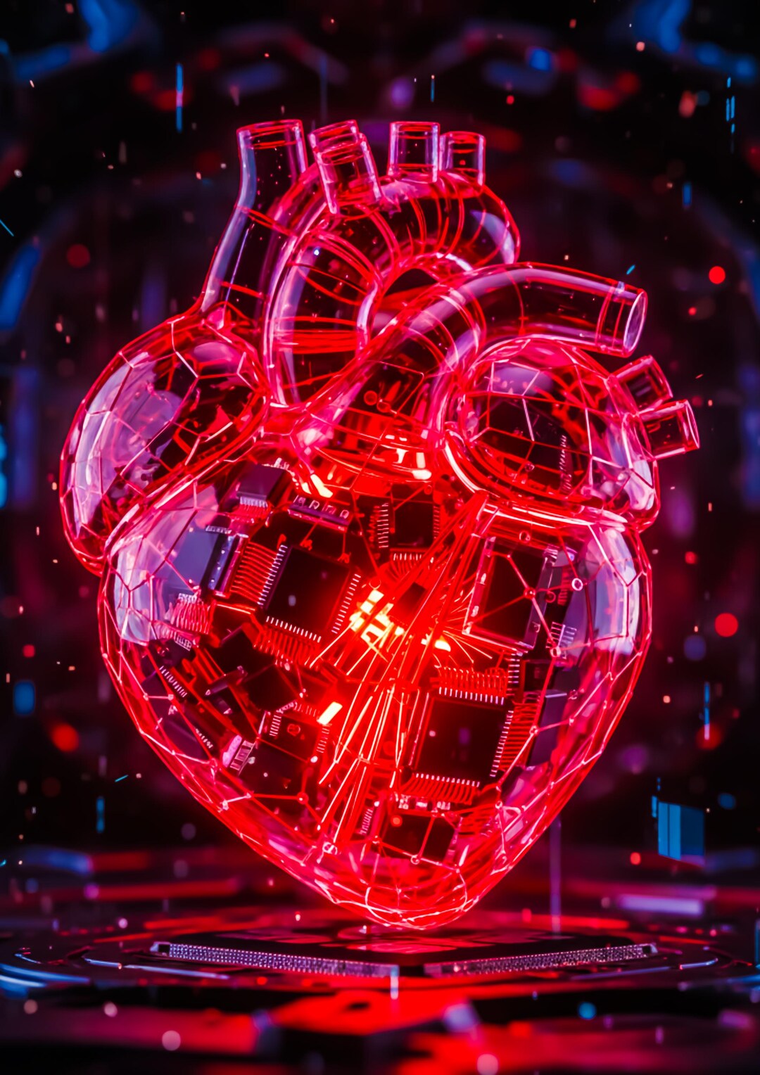 AI Cyberpunk Heart Print, Neon Circuit Wall Art (digital Download) - Etsy