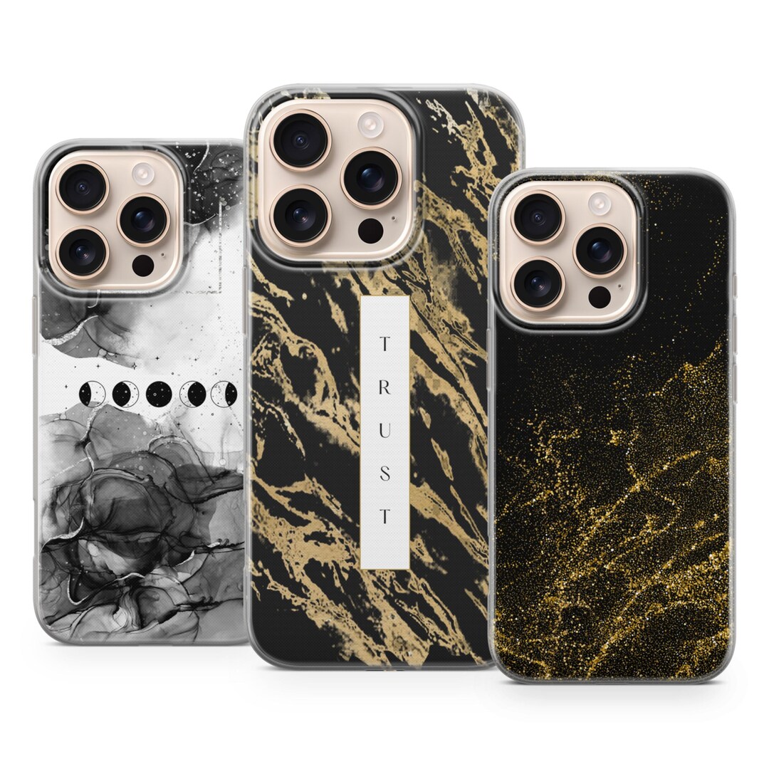 Black and Gold Phone Case for iPhone 17 Pro Max, 16e, 15, 14, 13 ...
