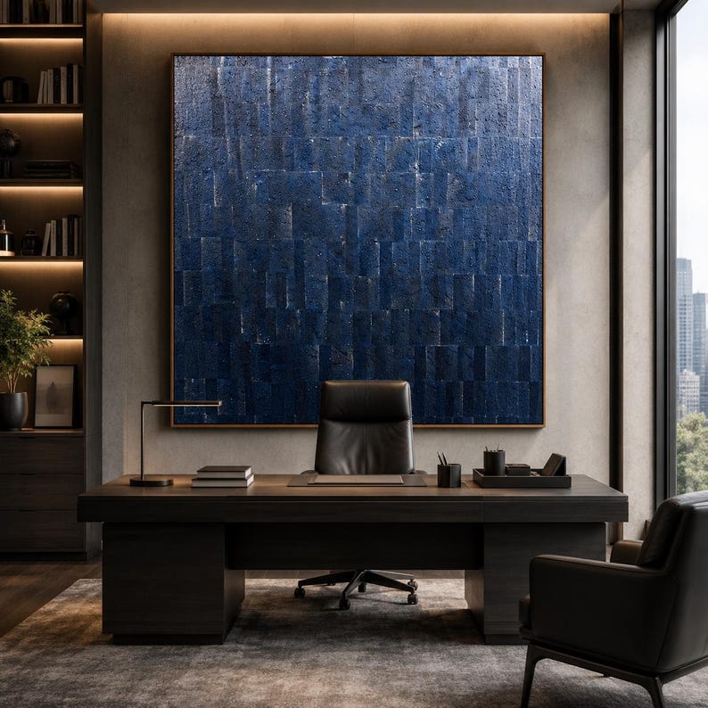 Textured Blue Gray Abstract Painting, Original Handmade Canvas Art ...