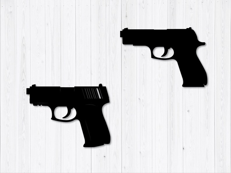 Gun Silhouettes SVG DXF Bundle | Rifle & Pistol Vector Files for Laser ...