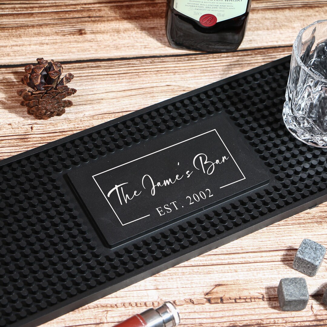 Personalized Barware Bar Mat, Custom Bar Runner, Rubber Bartender Mat ...