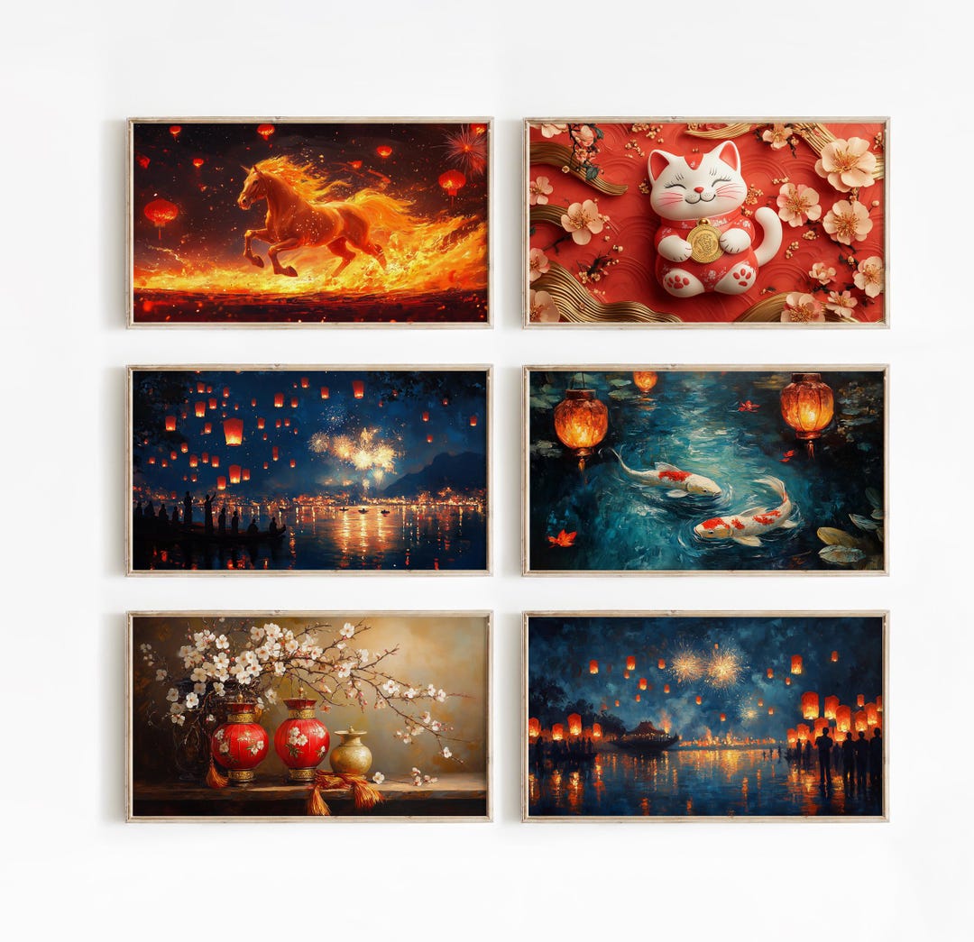 Lunar New Year Frame TV Art Set, Samsung Art Bundle, Zodiac Horse ...