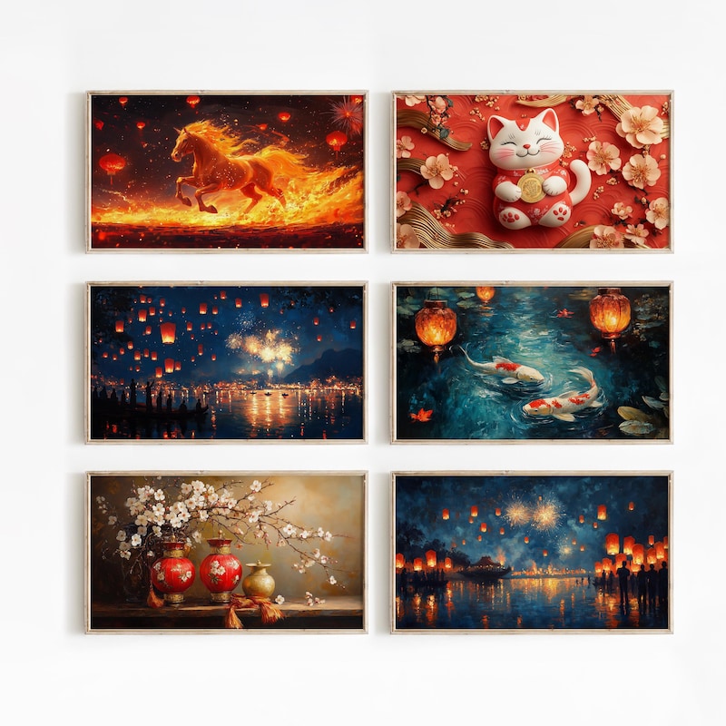 Asian Cat Art Framed - Etsy