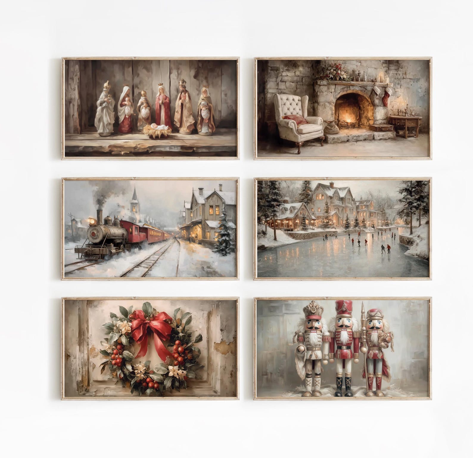 Vintage Christmas Frame TV Art Collection | Classic Holiday Digital ...