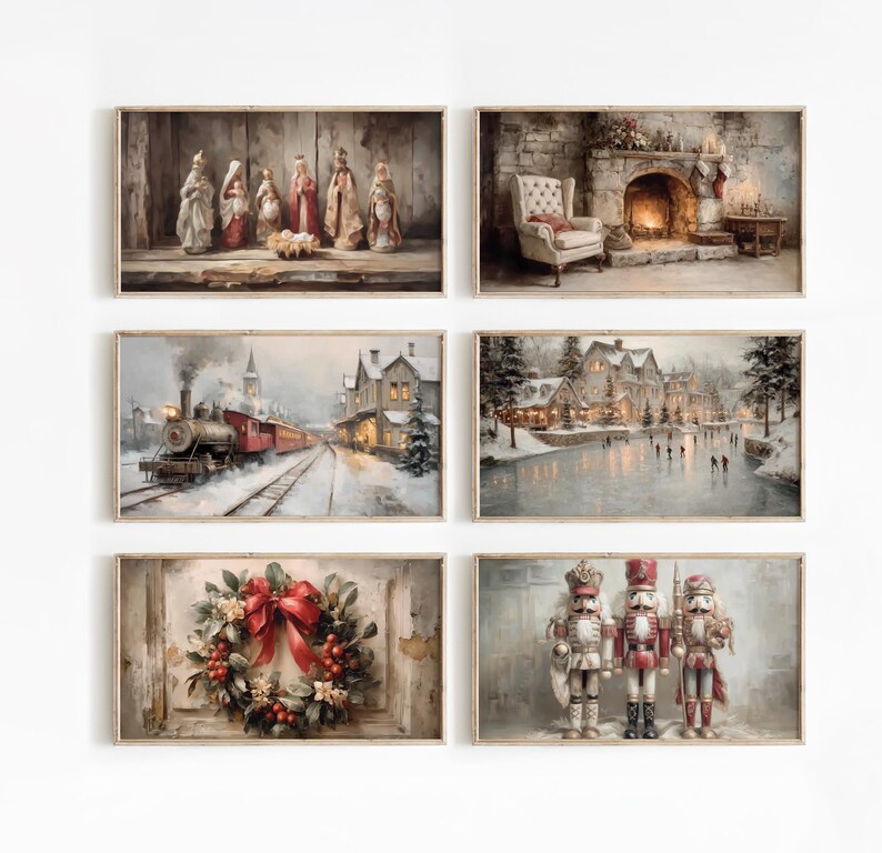 Vintage Christmas Frame TV Art Collection | Classic Holiday Digital ...