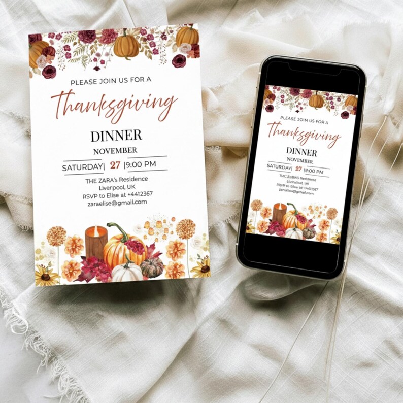Editable Thanksgiving Dinner Invitation | Friendsgiving | Potluck ...