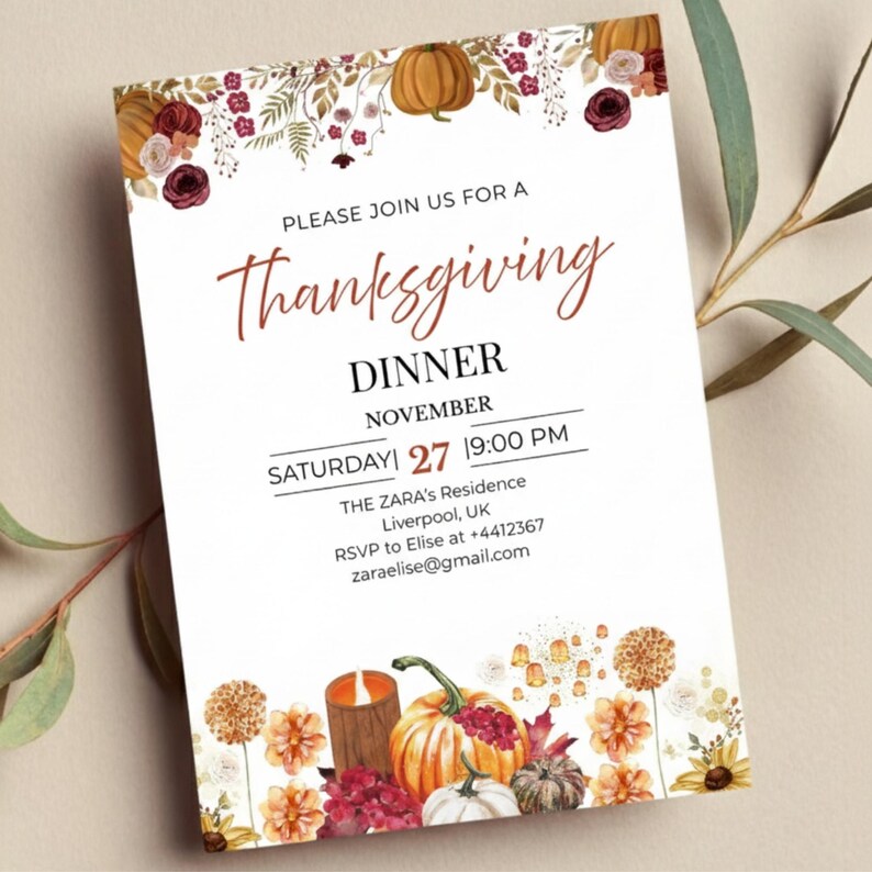 Editable Thanksgiving Dinner Invitation | Friendsgiving | Potluck ...
