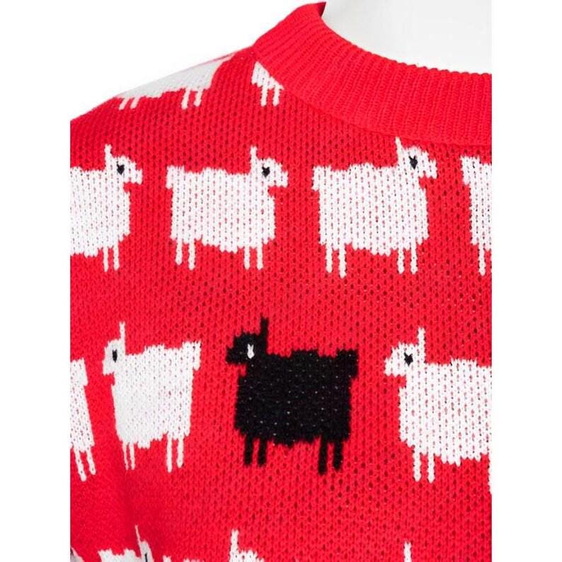 Princess Diana Inspired Black Sheep Sweater | Red Knitted Cardigan - Etsy