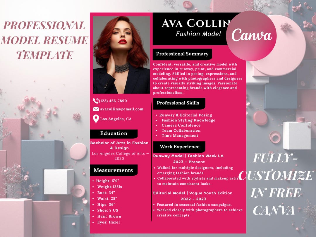 Complete Model Resume Bundle,model Resume Templates With Comp Card ...