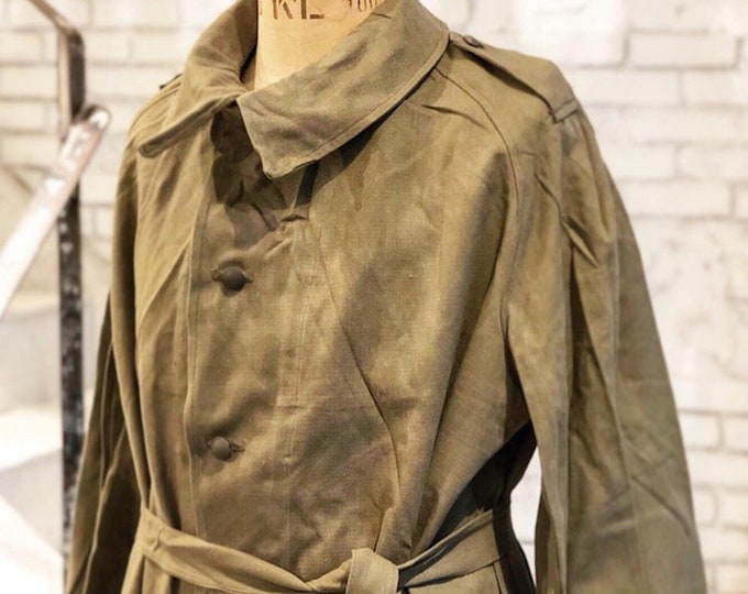 French Army WW2 1940s Men M38 MOTORCYCLE COAT Overcoat ~ Weatherproof ...