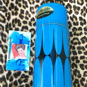 Aladdin 1950s Vacuum Flask THERMOS BOTTLE With CUP ~ Turquoise Blue ...