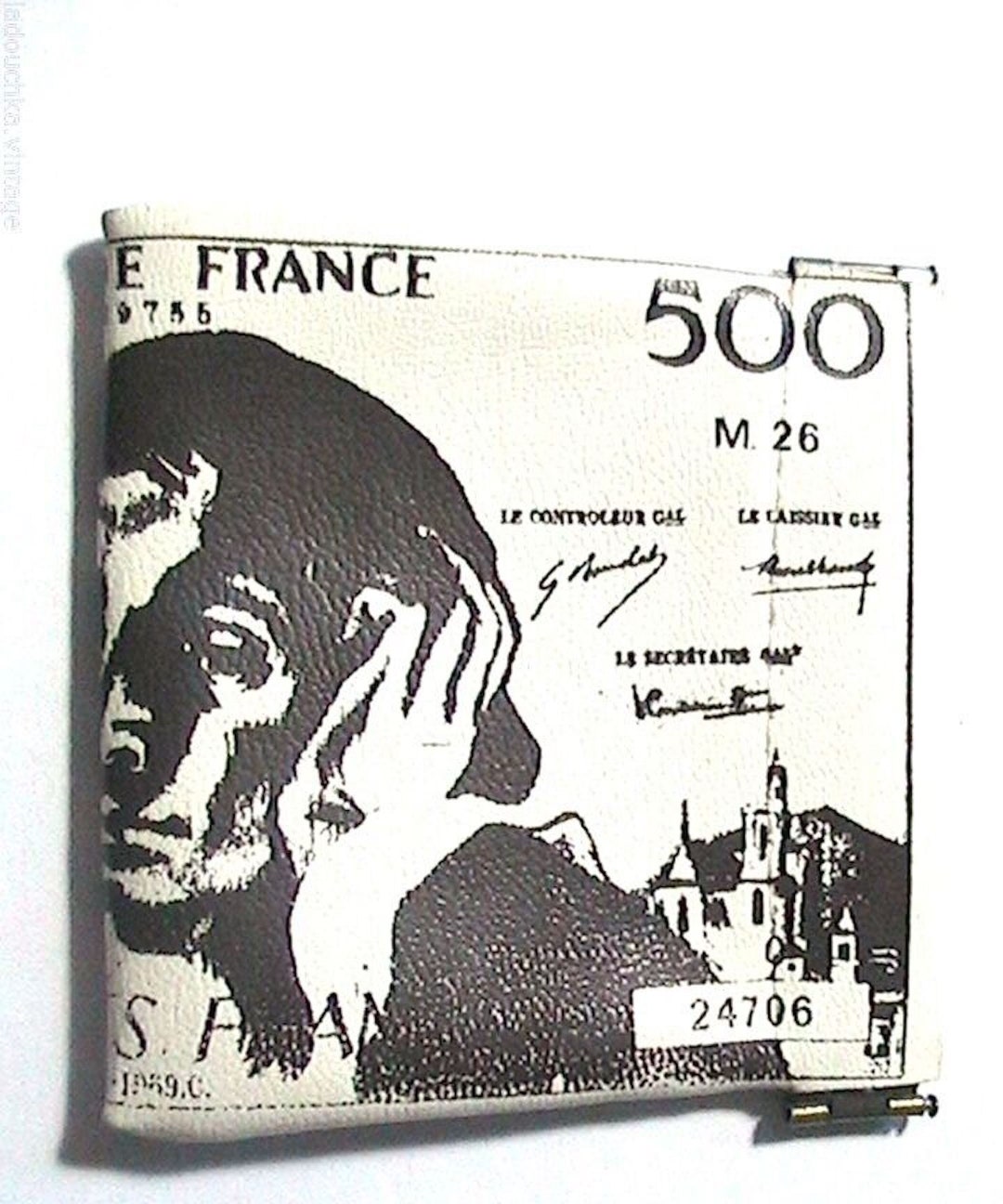 French 1960s Squeeze Coin Wallet ~ Iconic 500 FRANCS BANKNOTE Print ...