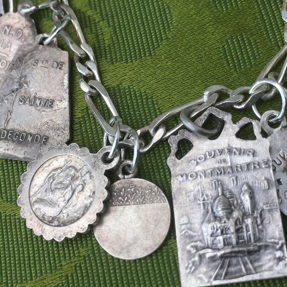 French 1940s Woman RELIGIOUS CHARM BRACELET~ 19 Doubl… - Gem