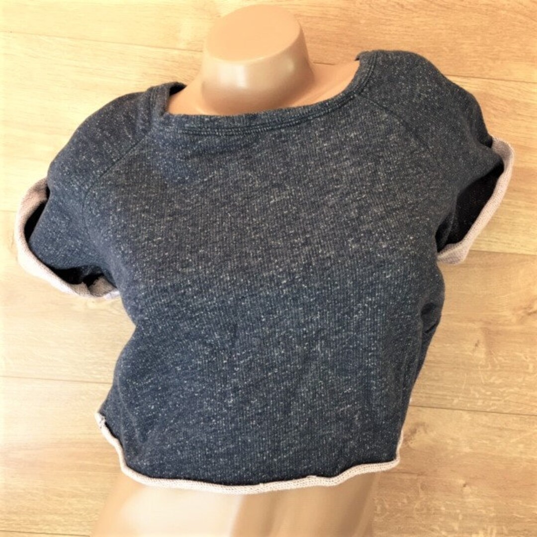 French 1990s Woman Vintage Dance Cropped Sweatshirt - Flecked Blue Soft ...