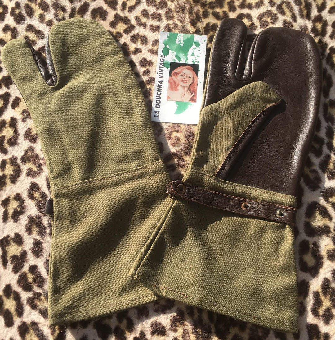 WW2 French Army 1940s Soldier Men Gauntlets Gunner / TRIGGER FINGER ...