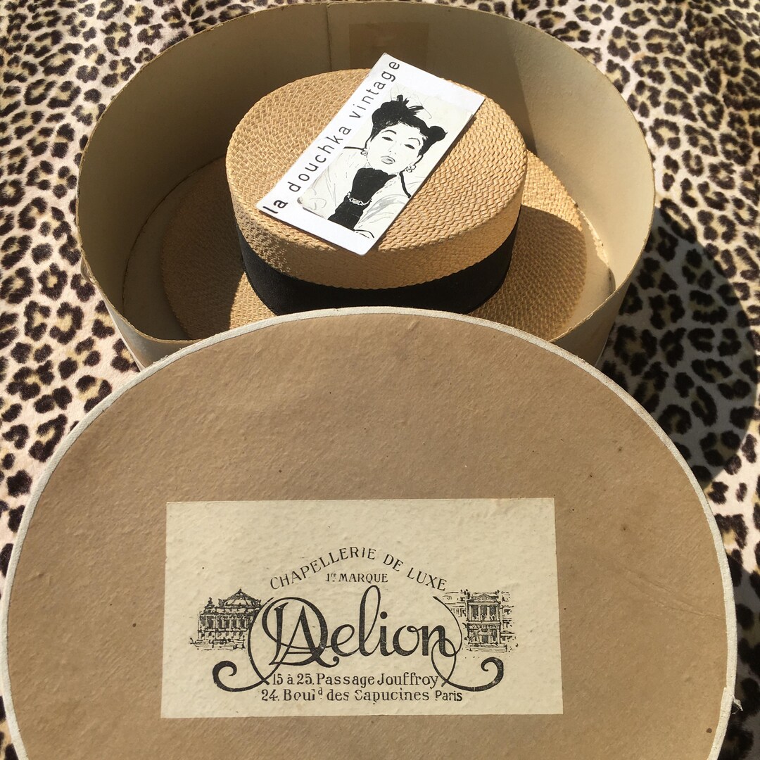 French DELION 1920s Men BOATER HAT~ Dated 1925~ Straw & Ribbon ~ Basher ...