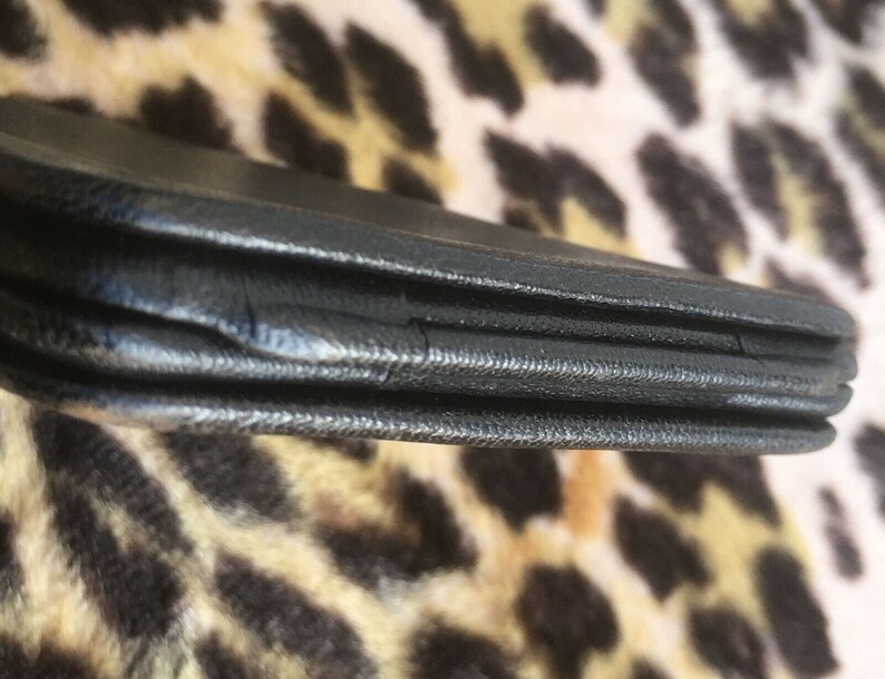 French 1800s VICTORIAN BOX WALLET ~ Black Leather ~ L & V Sterling ...